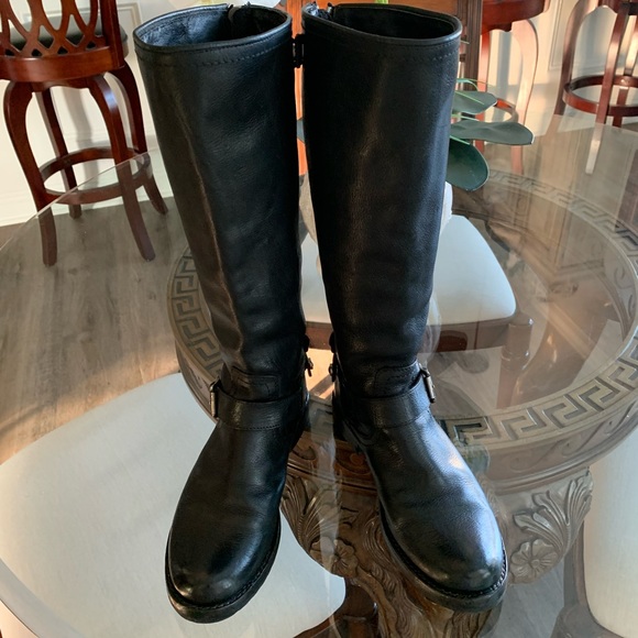 Frye | Shoes | Frye Veronica Black Leather Zip Boots | Poshmark